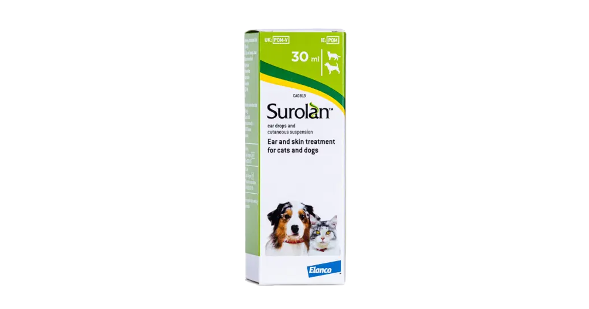 Surolan ear drops and cutaneous suspension 15ml (vet) (Prescription item)