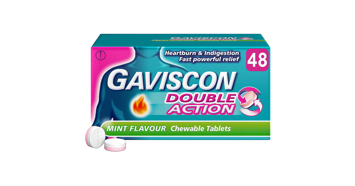 Gaviscon Double Action Mint 48 Tablets | Fast Heartburn Relief