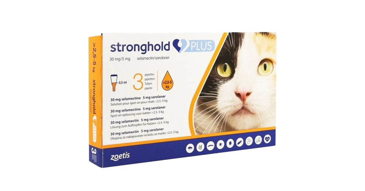 Stronghold Plus Cat 2.5 - 5kg 0.5ml Pipettes Pack of 3
