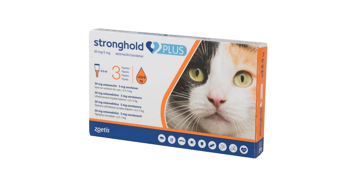 Stronghold Plus Cat 2.5 - 5kg Pipettes | Flea, Tick & Worm Treatment