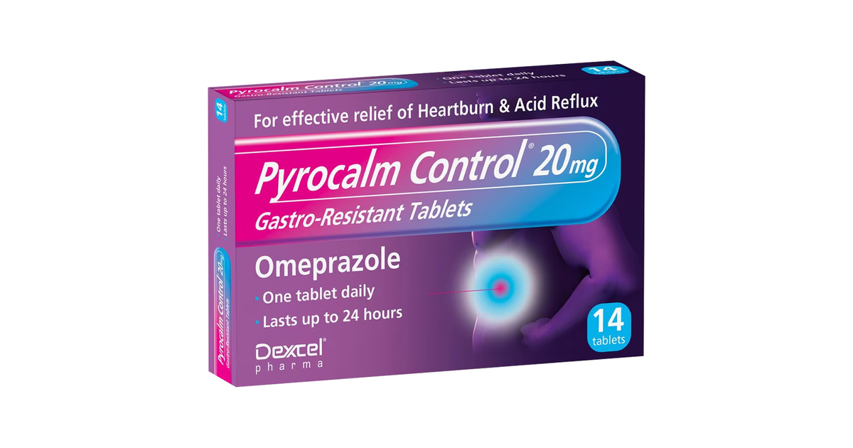 Pyrocalm Control Omeprazole 20mg Gastro-Resistant Tablets Pack of 14