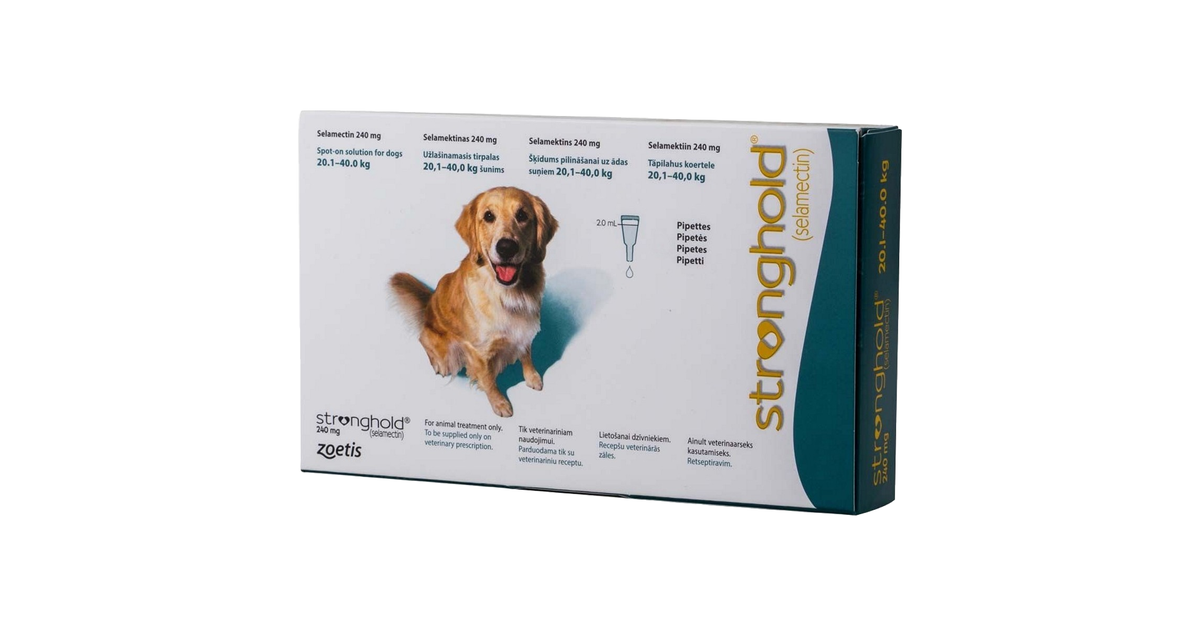 Stronghold Spot-On Solution for Dogs 20.1 - 40kg 240mg Pipettes Pack of 3