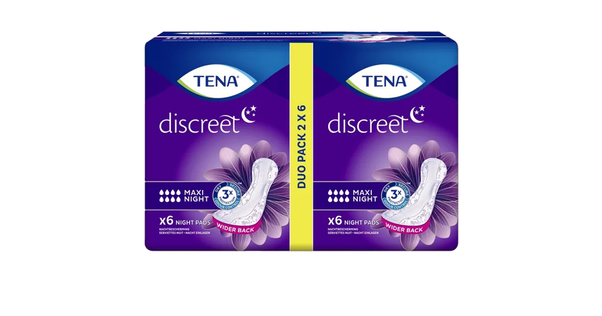 TENA Discreet Maxi Night Duo Pack of 6 (12)