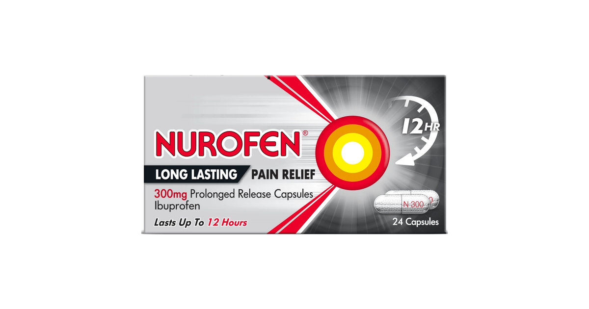 Nurofen Long Lasting Pain Relief 300mg Capsules Pack of 24