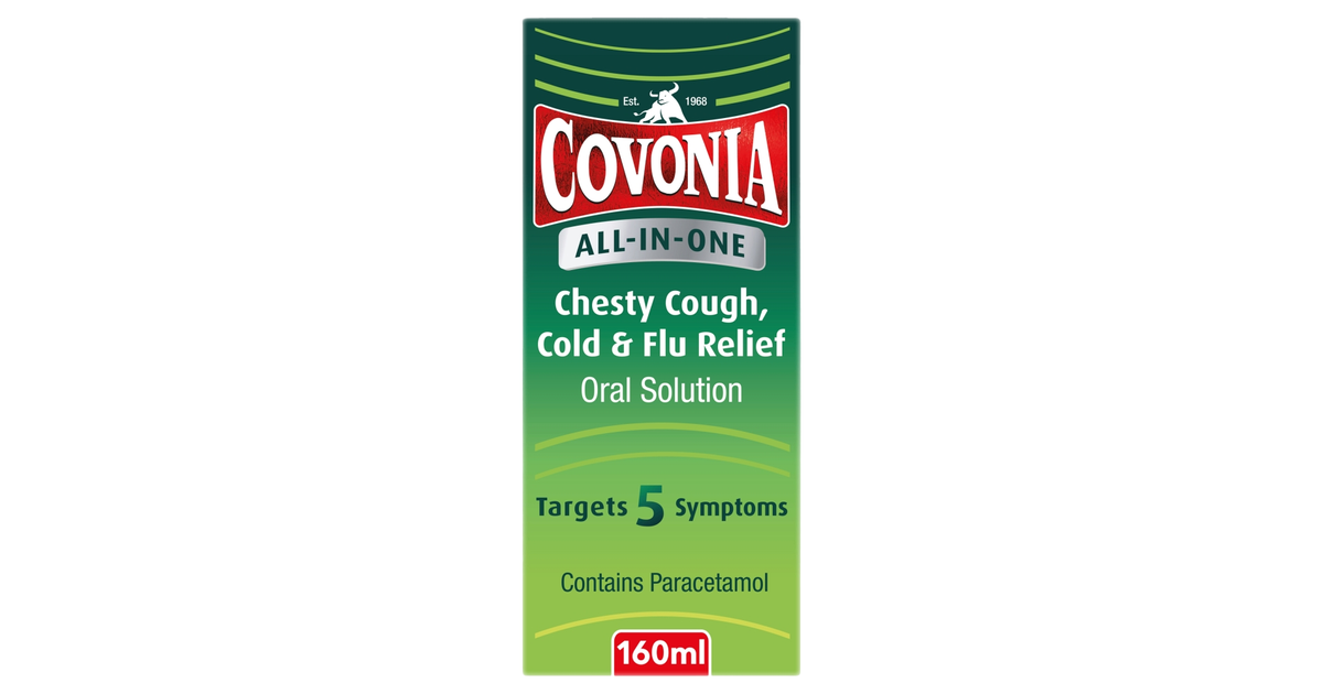 Covonia All-In-One Chesty Cough, Cold & Flu Relief Oral Solution 160ml