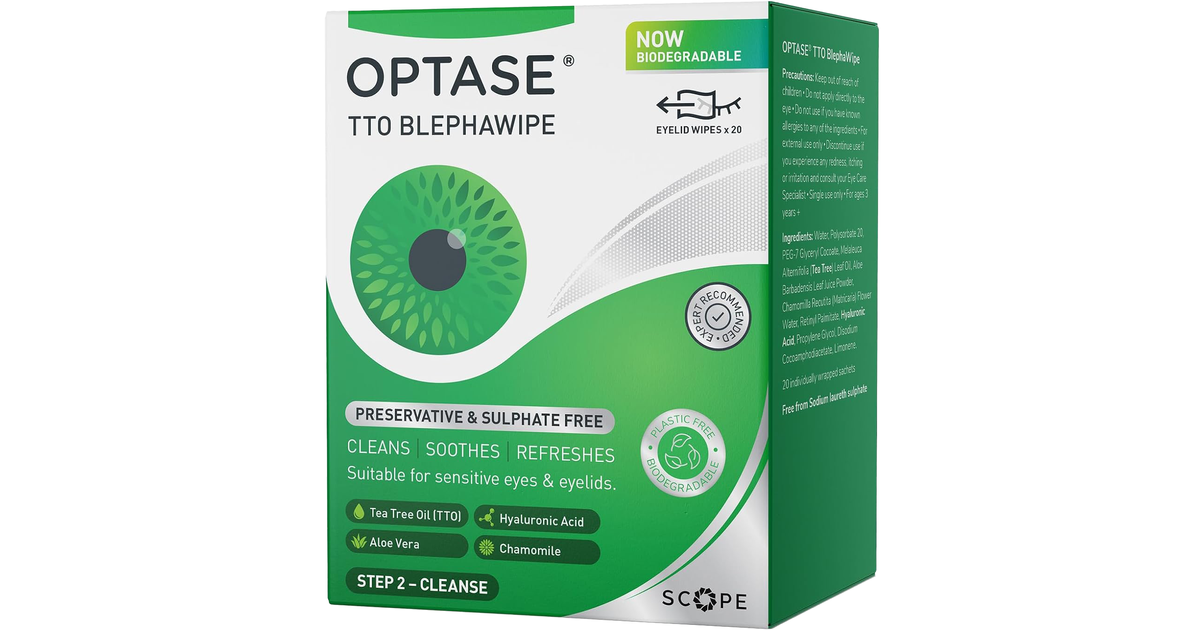Optase TTO Blephawipe Eyelid Cleansing Wipes Pack of 20