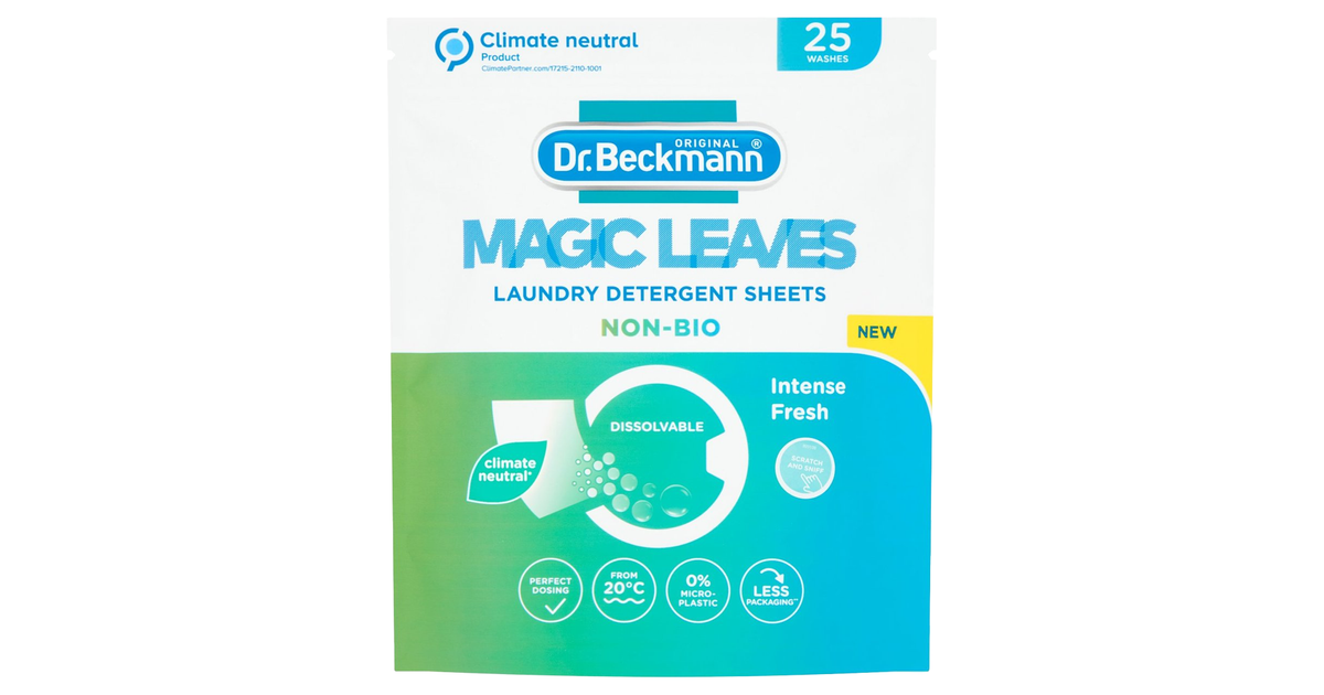 Dr. Beckmann Magic Leaves Laundry Detergent Sheets Non-Bio Pack of 25
