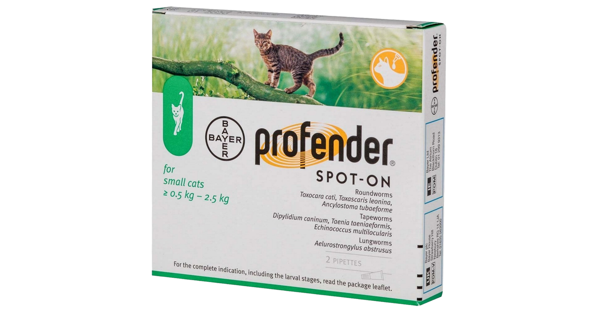 Profender Spot On for Small Cats 0.5 – 2.5kg Pipettes 0.35ml Pack of 2