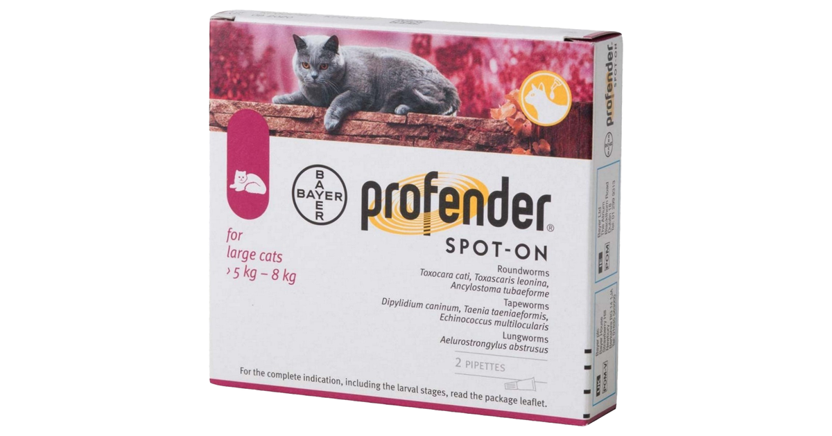 Profender Spot On for Large Cats 5 – 8kg Pipettes 1.12ml Pack of 2