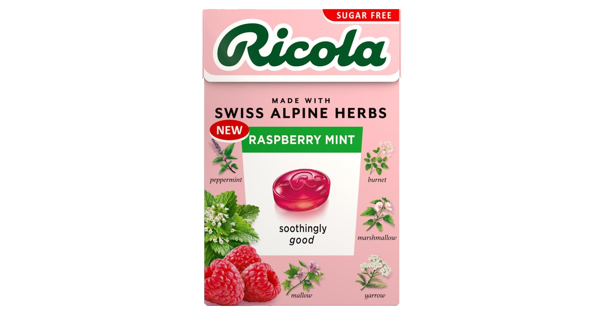 Ricola Raspberry Mint Sugar Free Drops 45g | Soothe & Refresh