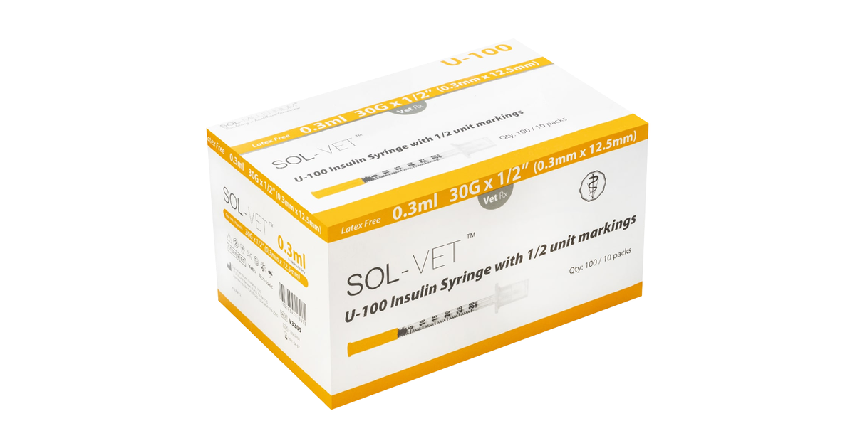 Sol-Vet 0.3ml U100 Insulin Syringes Pack of 100