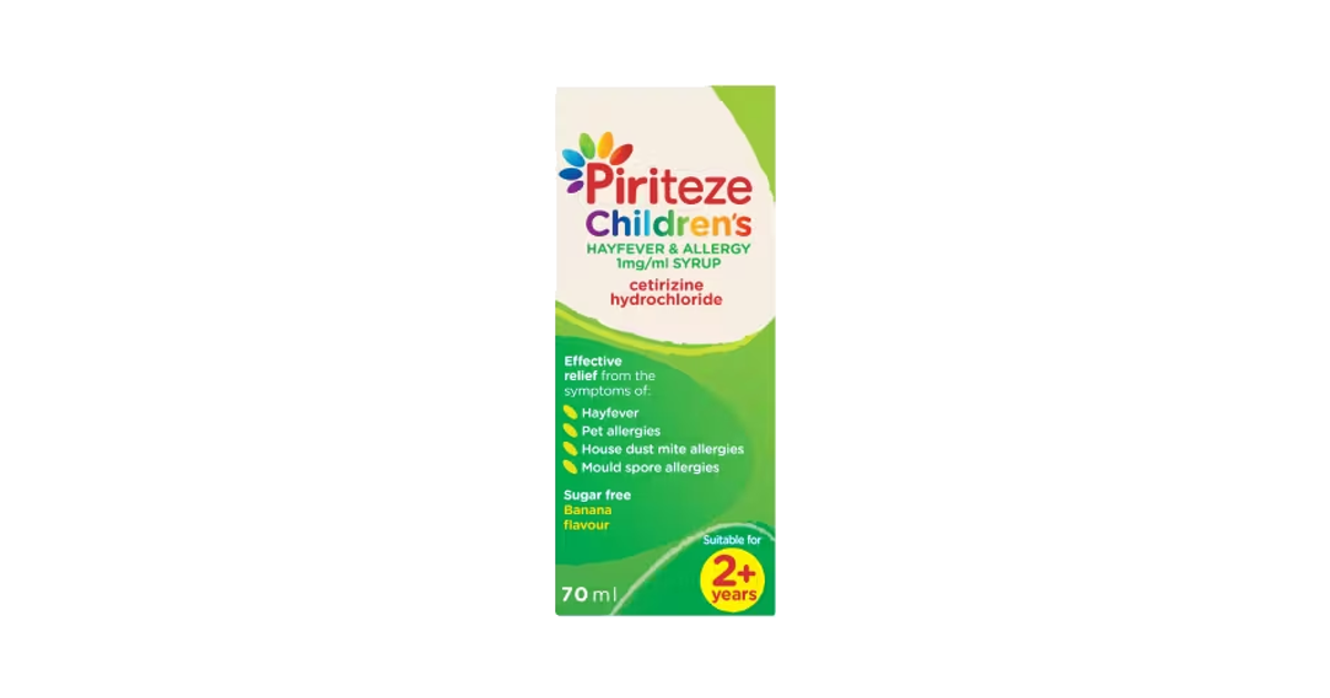 Piriteze Allergy Relief Syrup 70ml - Fast Relief, UK Delivery