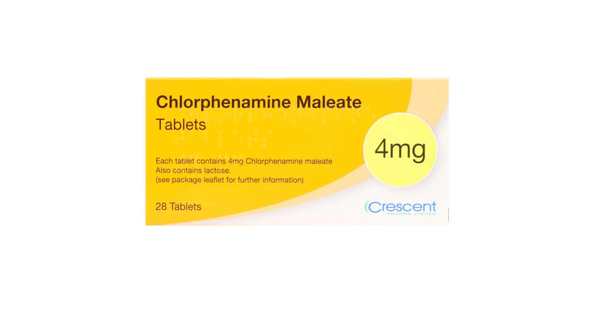 Chlorphenamine Maleate Tablets 4mg Pack of 28 - Allergy Relief