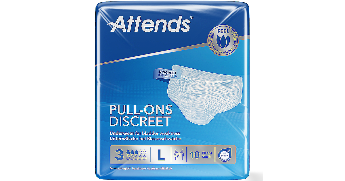 Attends Pull-Ons Discreet (Unisex) Underwear 3 Large Pack of 10