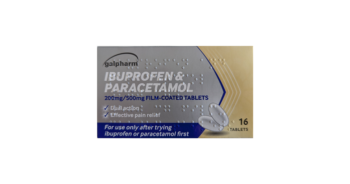 Ibuprofen & Paracetamol 200mg/500mg Tablets Pack of 16