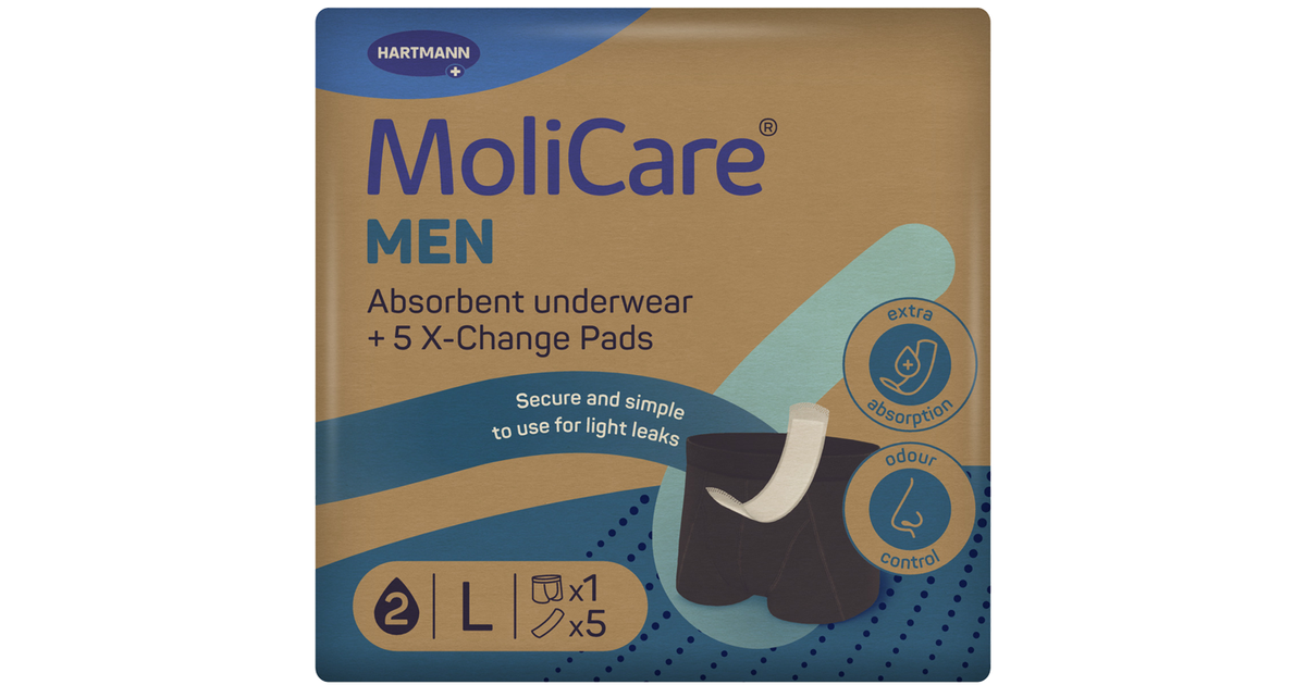 MoliCare Men Large Washable Absorbent Underwear + 5 X‑Change Pads ...