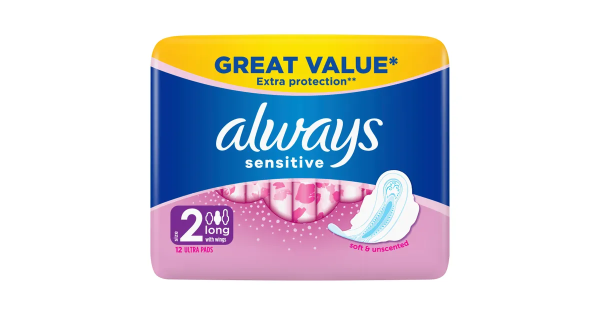 Always Sensitive Long Pads (Size 2) - Gentle Protection | Weldricks