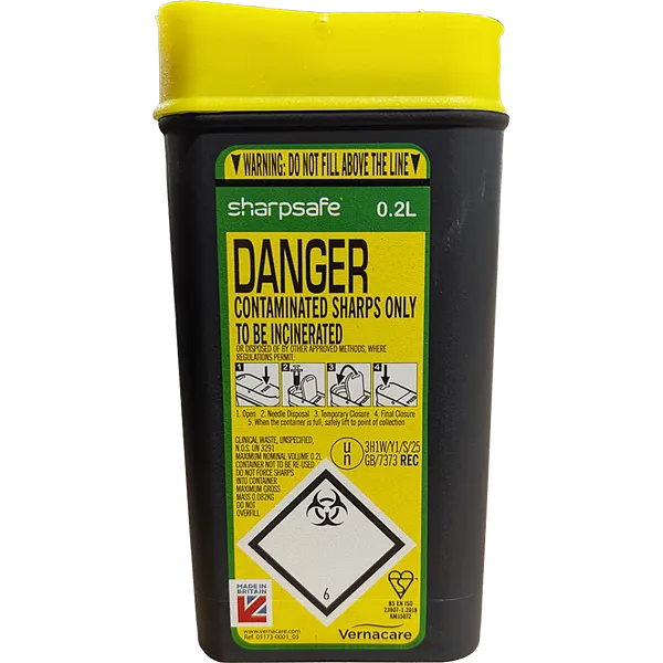 Sharpsafe 0.2L Sharps Bin | Compact & Safe Disposal