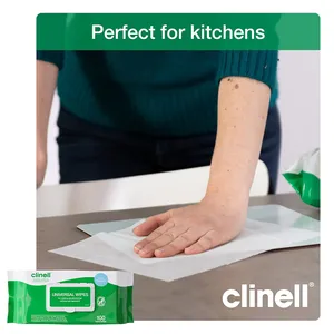 Clinell Universal Thick Wipes 100 Pack - Kills 99.99% Germs