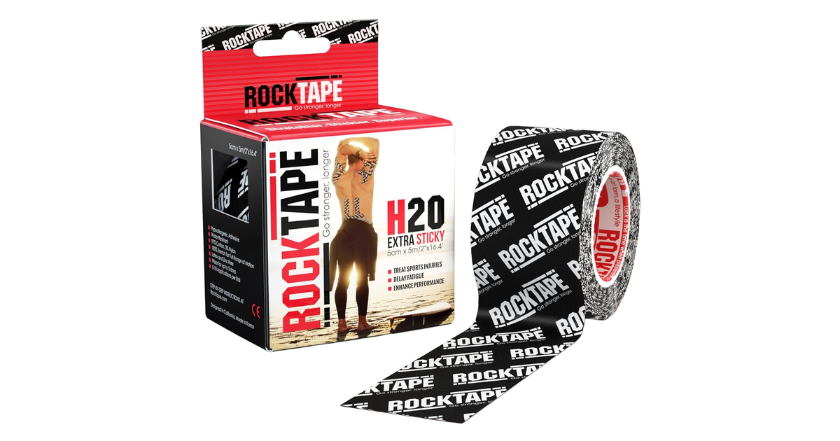 RockTape H2O Extra Sticky Black Logo 5cm x 5m Kinesiology Tape