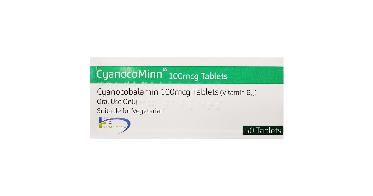 CyanocoMinn 100mcg Vitamin B12 Tablets Pack of 50