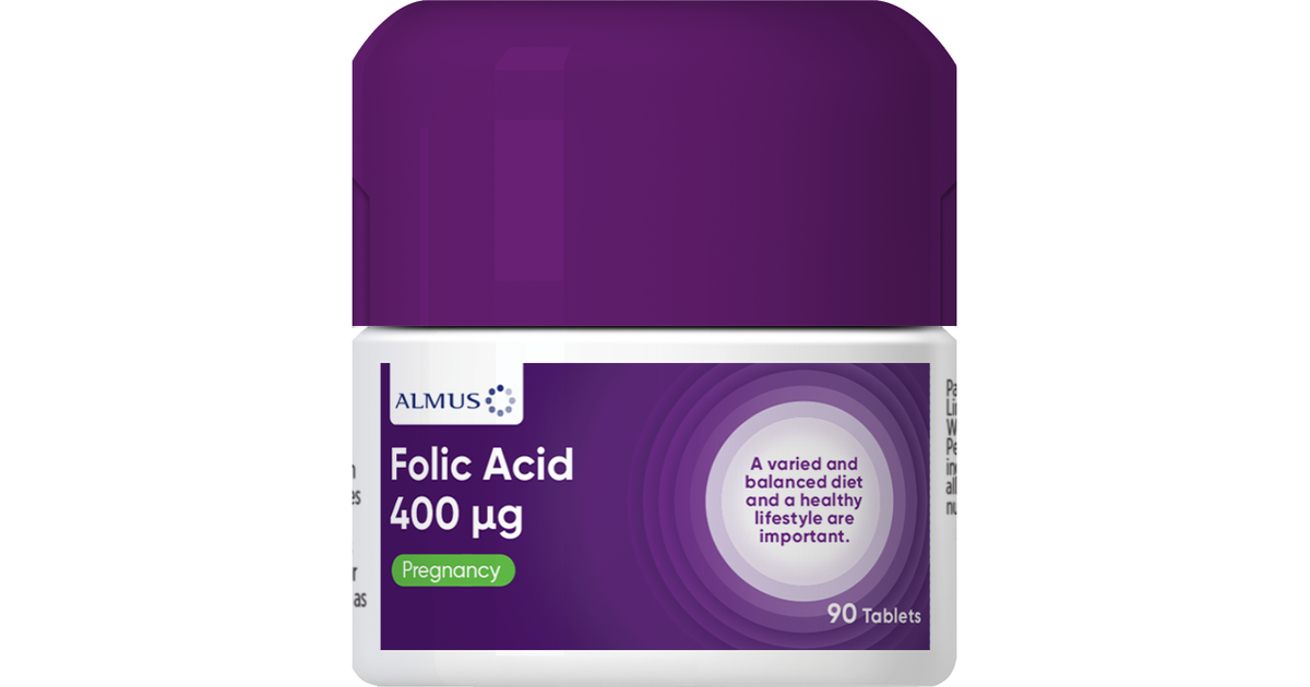Almus Folic Acid 400ug Tablets Pack of 90