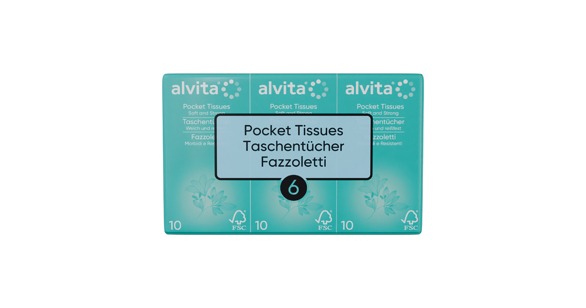 Alvita Pocket Tissues Pack of 10 x 6