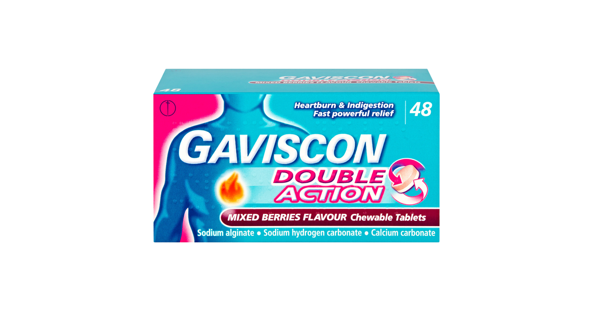 Gaviscon Double Action Mixed Berries Tablets 48 - Fast Heartburn Relief