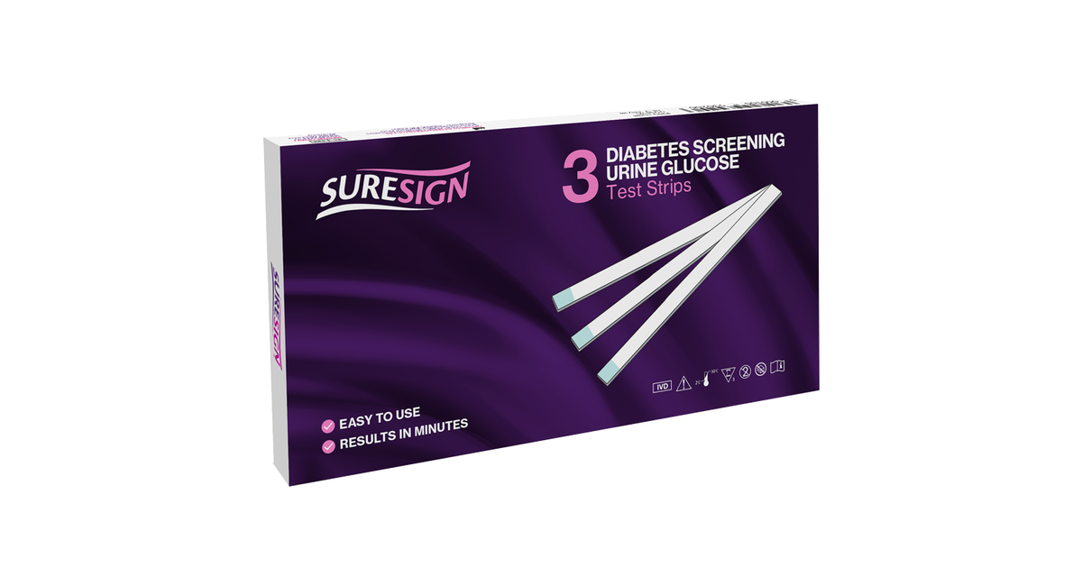 Suresign Diabetes Screening Test Glucose Urine Test Strips Pack of 3