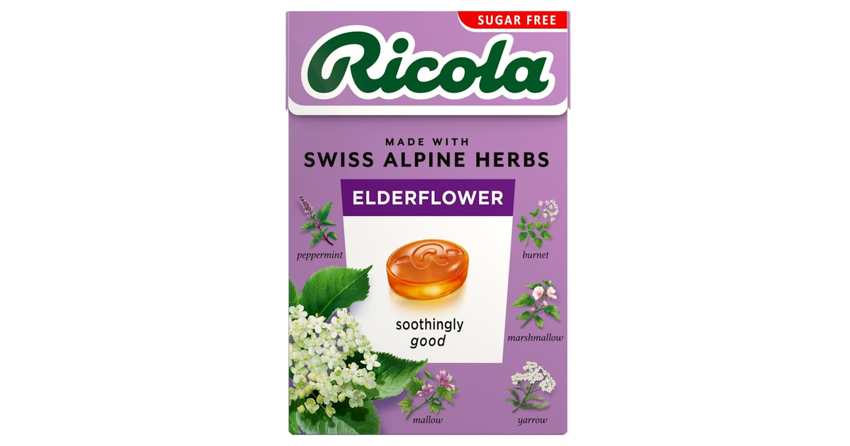 Ricola Elderflower Sugar Free Sweets 45g | Soothe Your Throat