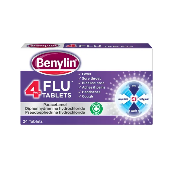 Benylin 4 Flu Tablets - Pack of 24 | Weldricks