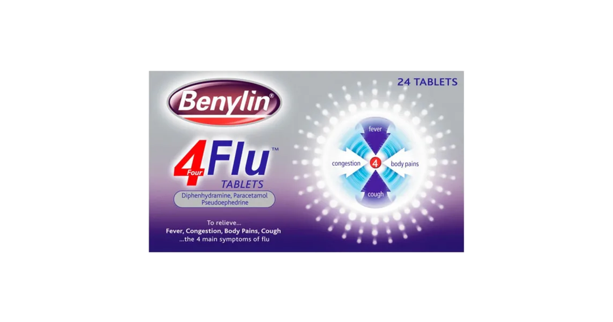 Benylin 4 Flu Tablets Pack of 24