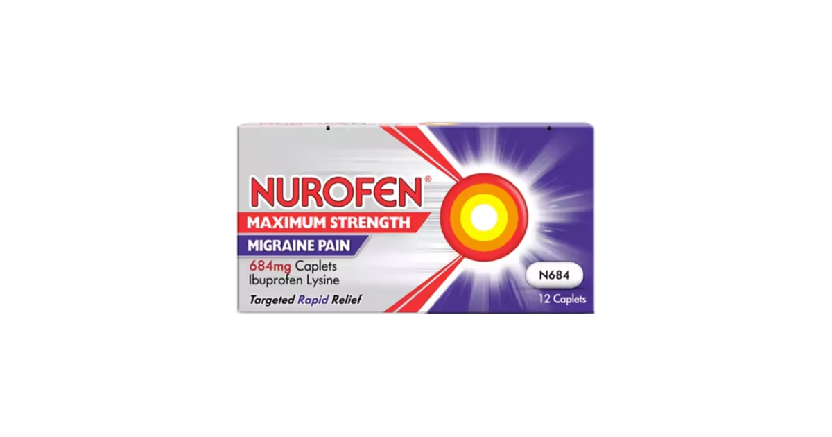 Nurofen Migraine Pain Maximum Strength 684mg Caplets Pack of 12