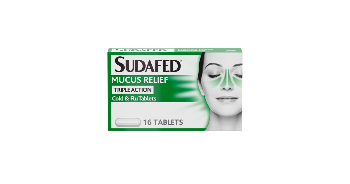 Sudafed Mucus Relief Triple Action Tablets Pack of 16