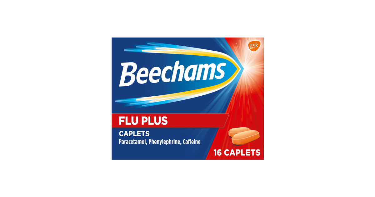 Beechams Flu Plus Caplets 16 Pack - Trusted Cold & Flu Treatment