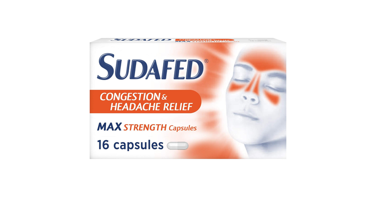 Sudafed Congestion & Headache Max Strength Capsules Pack of 16
