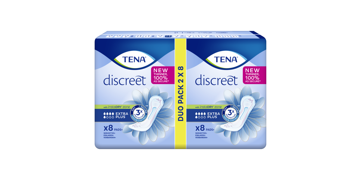 TENA Discreet Extra Plus Duo Pack of 8 (16)