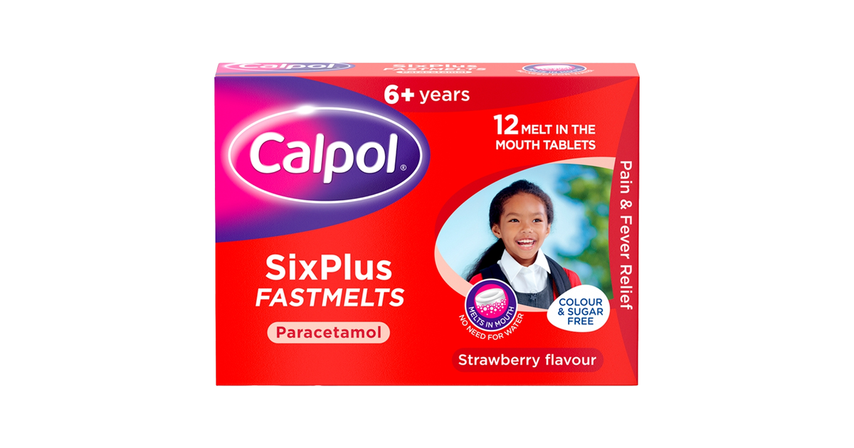Calpol SixPlus Fast Melts Strawberry Flavour Tablets Pack of 12