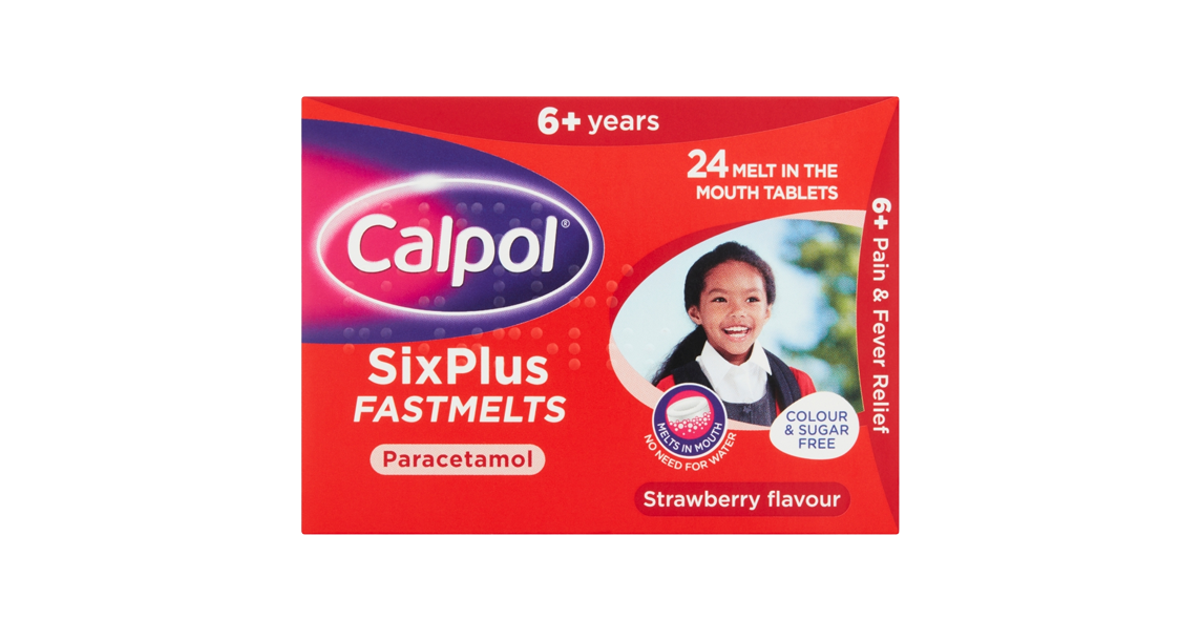 Calpol SixPlus Fast Melts Strawberry Flavour Tablets Pack of 24