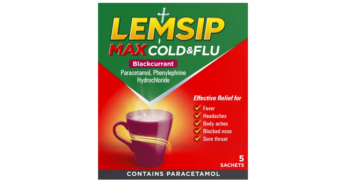 Lemsip Max Blackcurrant 5 Sachets: Fast Cold & Flu Relief
