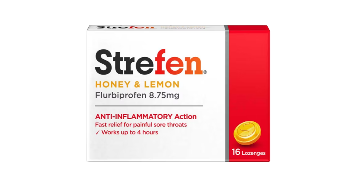 Strefen Honey & Lemon Lozenges 16 Pack | Fast Sore Throat Relief