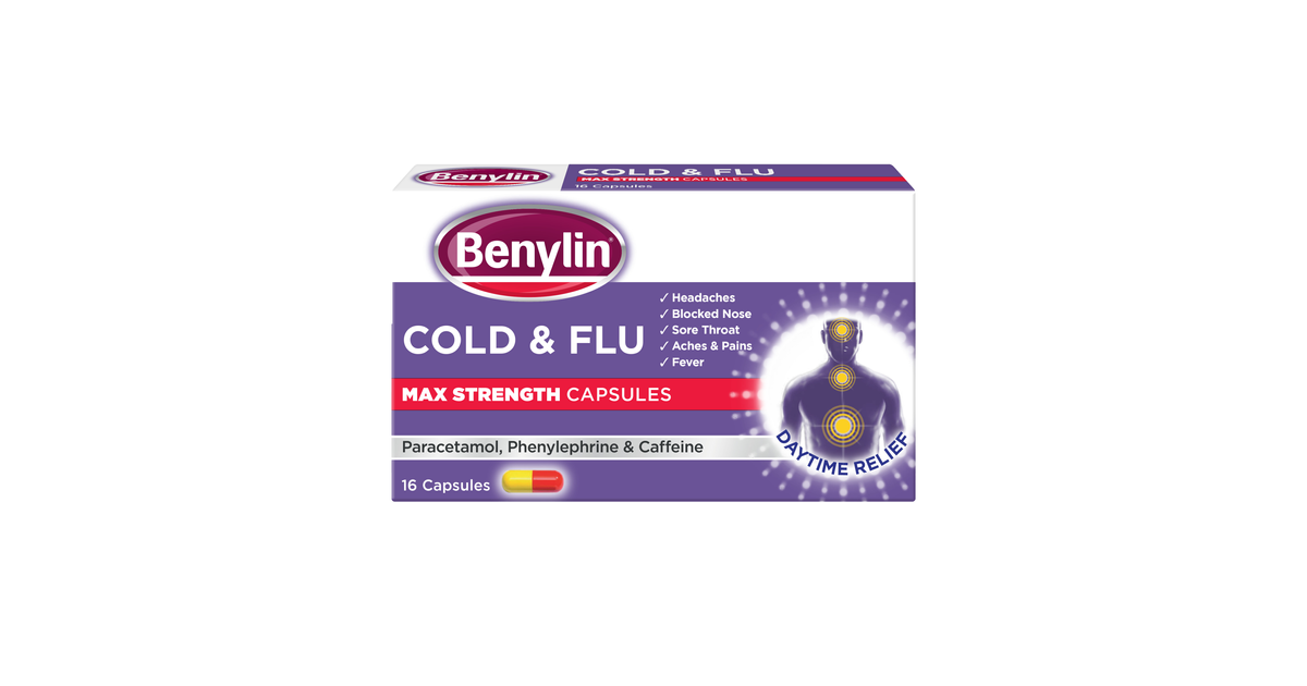 Benylin Cold & Flu Max Strength Capsules 16 Pack